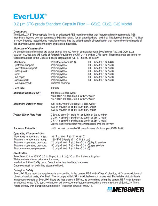 Spec Sheets | Meissner Corporation