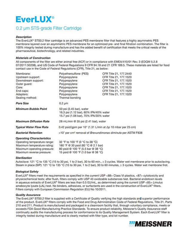 Spec Sheets | Meissner Corporation