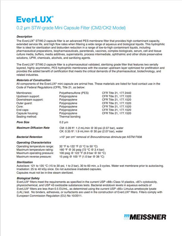 Spec Sheets | Meissner Corporation