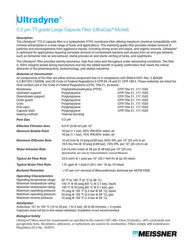 UltraCap® Capsule Filter | Meissner Corporation