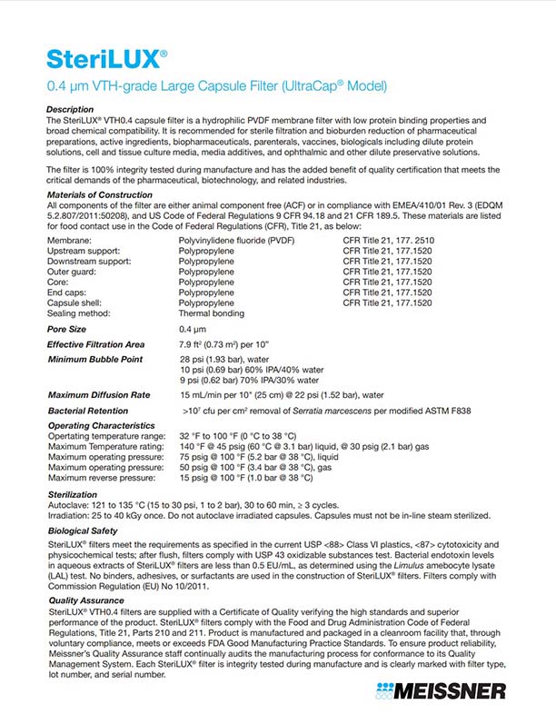 UltraCap® Capsule Filter | Meissner Corporation