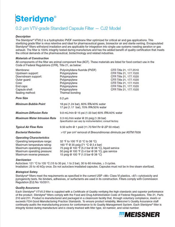 Spec Sheets | Meissner Corporation