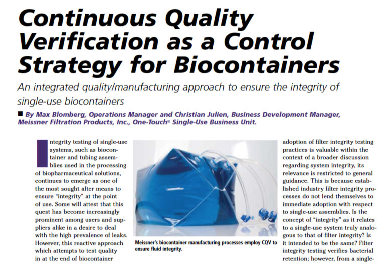 Meissner Corporation | Continuous Quality Verification